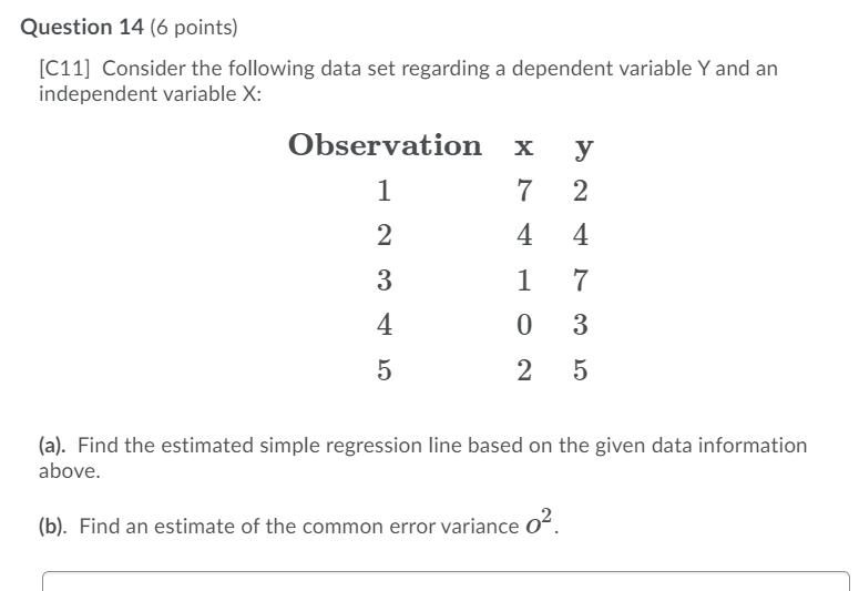 Solved Question 14 (6 points) [C11] Consider the following | Chegg.com