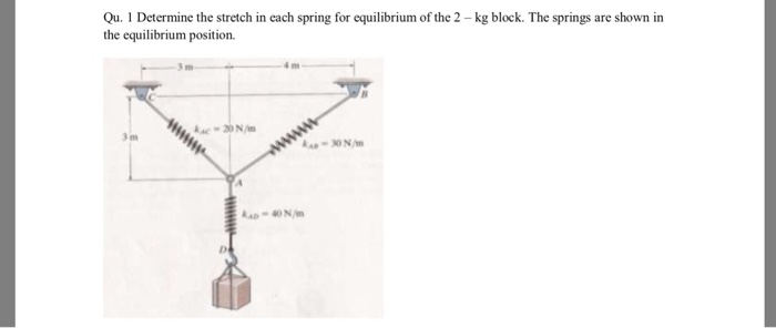 Solved Qu. 1 Determine the stretch in each spring for | Chegg.com