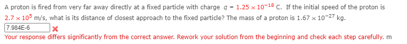 Solved A proton is fired from very far away directly at a | Chegg.com