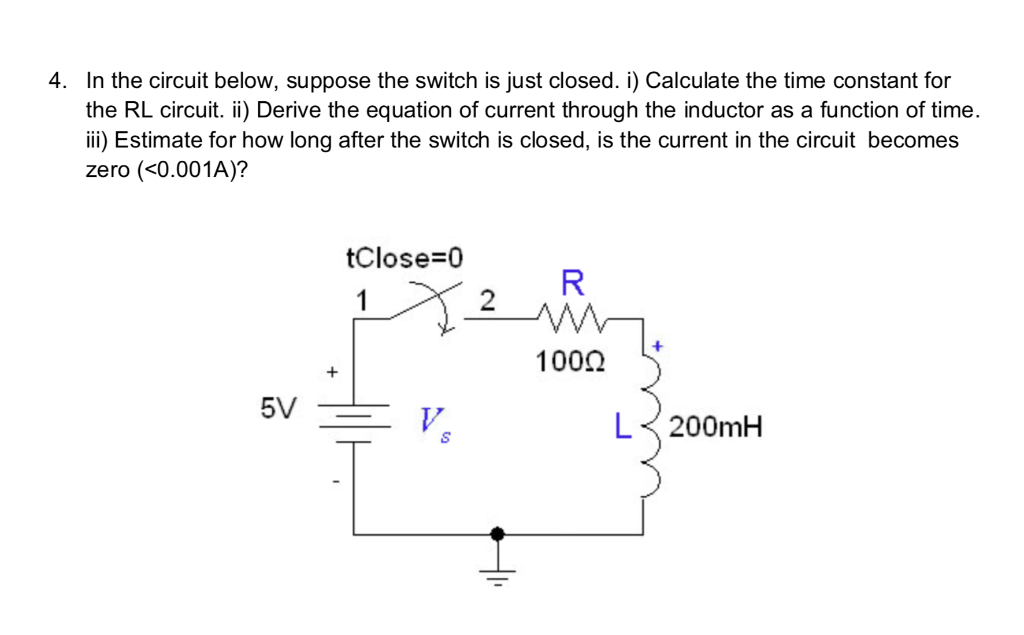 Solved 4. In the circuit below, suppose the switch is just | Chegg.com