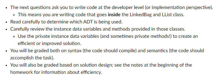 Solved Help In Java Please Public Final Class Linkedbag 
