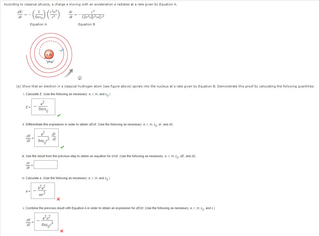 Solved ording to classical physics, a charge e moving with | Chegg.com