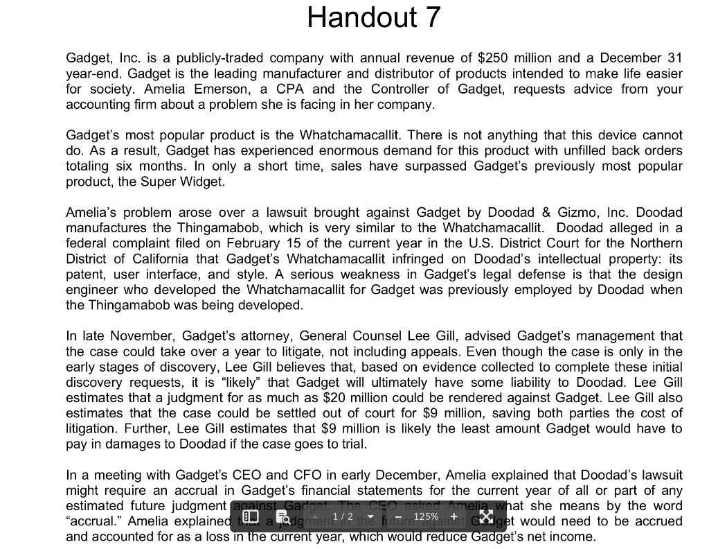 Solved Gadget, Inc. is a publicly-traded company with annual | Chegg.com