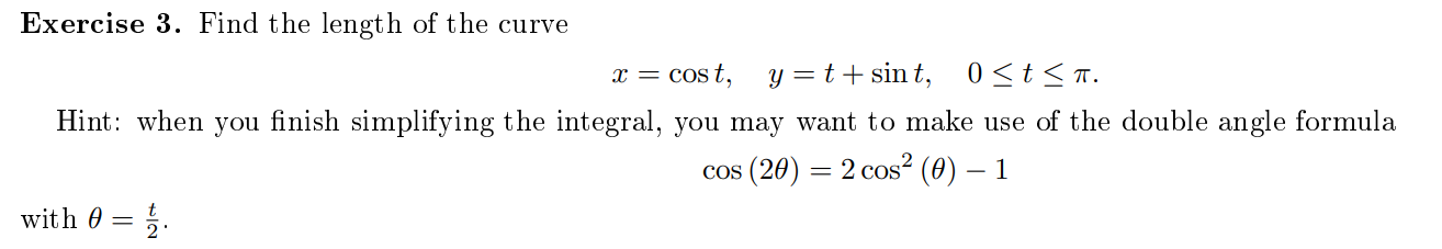 Exercise 3. ﻿Find the length of the | Chegg.com