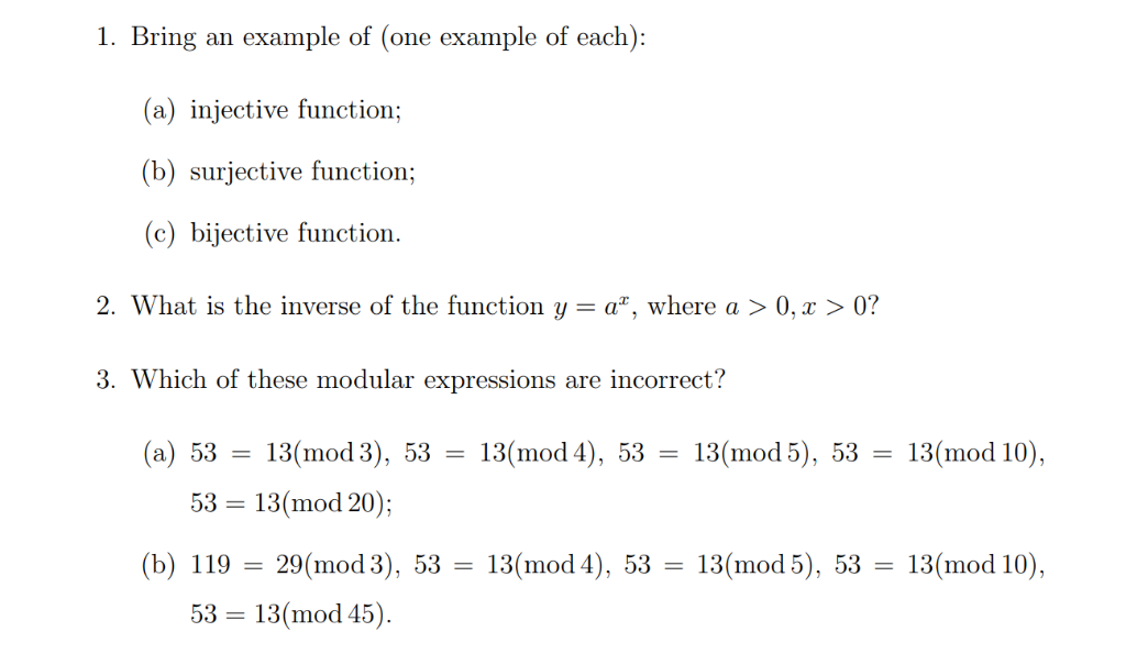 Solved 1. Bring an example of (one example of each): (a) | Chegg.com