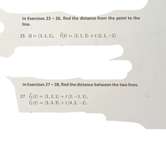 Solved In Exercises 23-26, find the distance from the point | Chegg.com