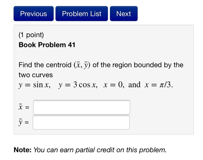 Solved Previous Problem List Next (1 point) Book Problem 39 | Chegg.com