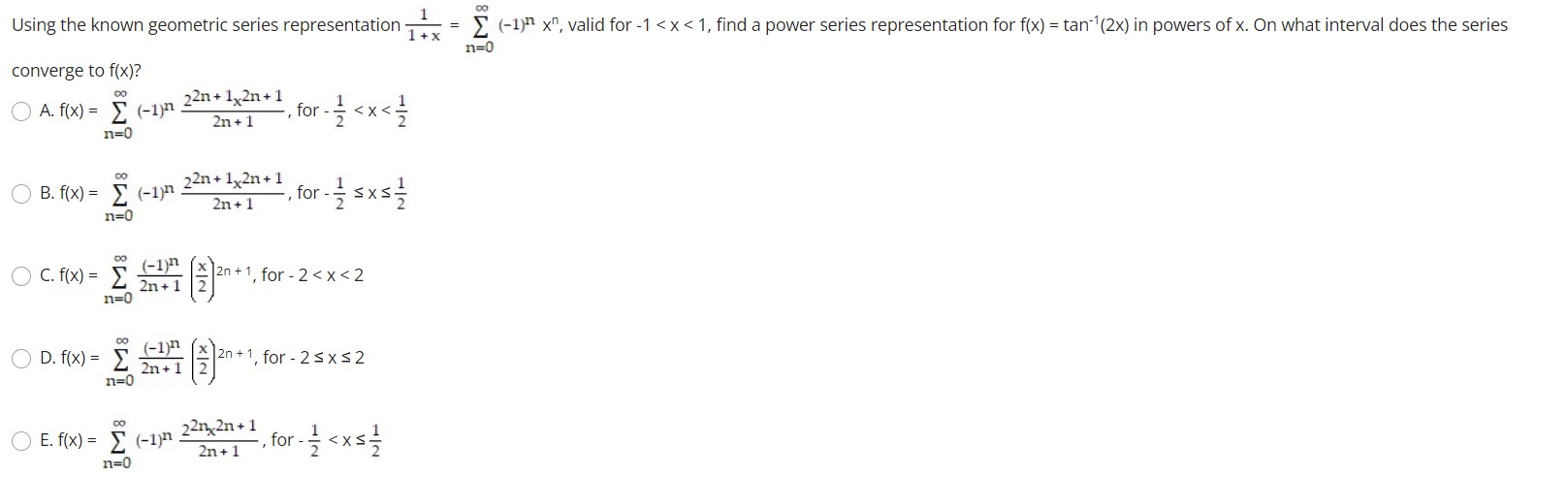 Solved Using the known geometric series representation | Chegg.com
