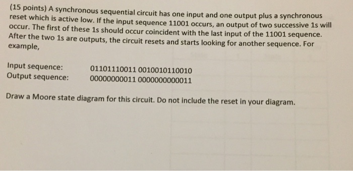 Solved (15 points) A synchronous sequential circuit has one | Chegg.com