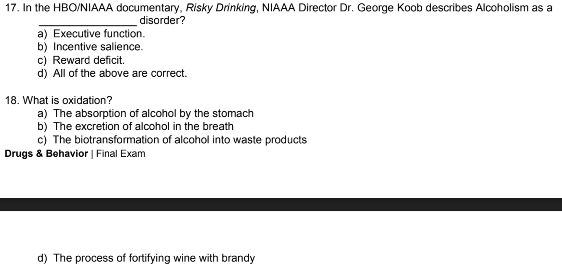 Solved 17. In the HBO/NIAAA documentary, Risky Drinking, | Chegg.com Solved 17. In the HBO/NIAAA documentary, Risky Drinking, | Chegg.com