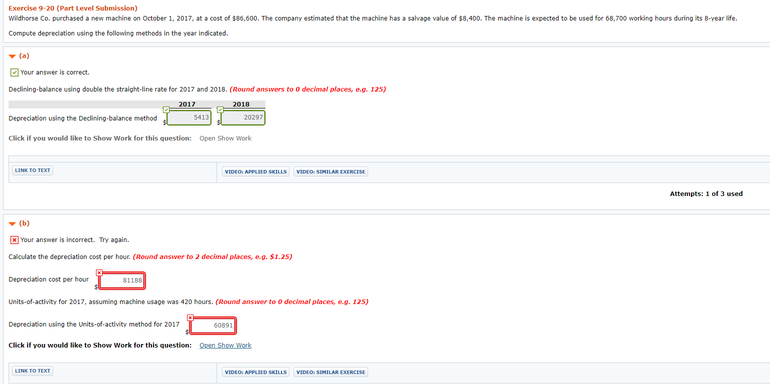 Solved Exercise 9-20 (Part Level Submission) Wildhorse Co. | Chegg.com