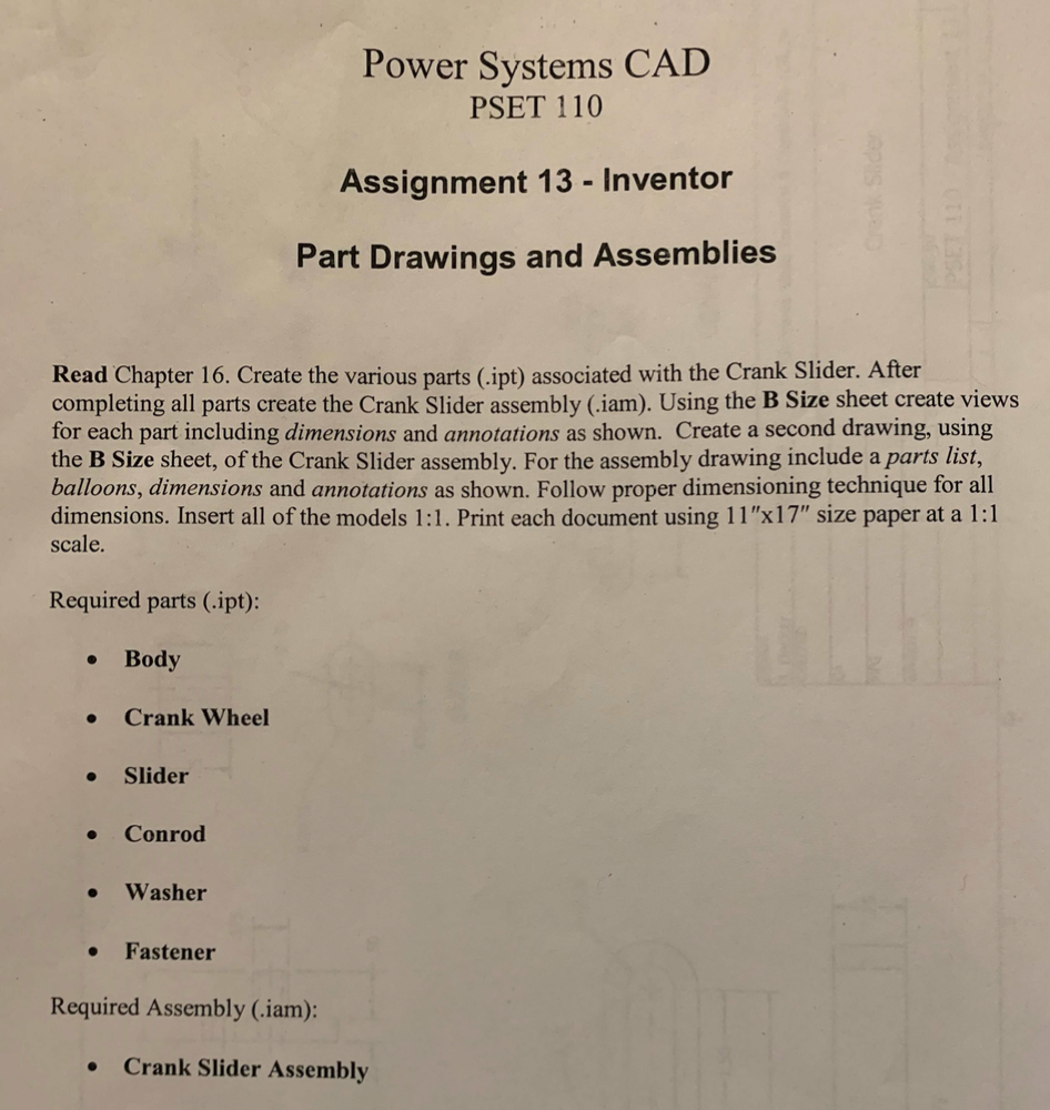 Power Systems CAD PSET 110 Assignment 13 - Inventor | Chegg.com