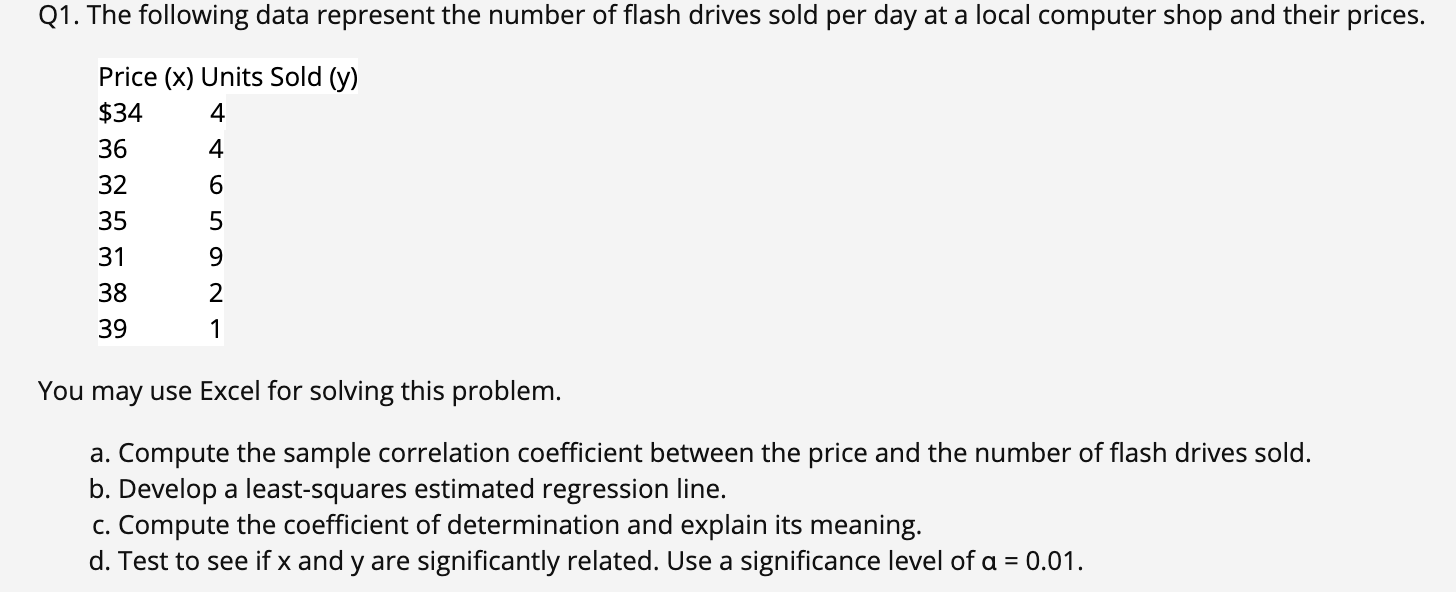 Solved Q1. The following data represent the number of flash | Chegg.com