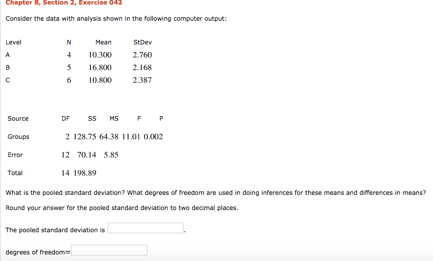 Solved Consider the data with analysis shown in the | Chegg.com Solved Consider the data with analysis shown in the | Chegg.com