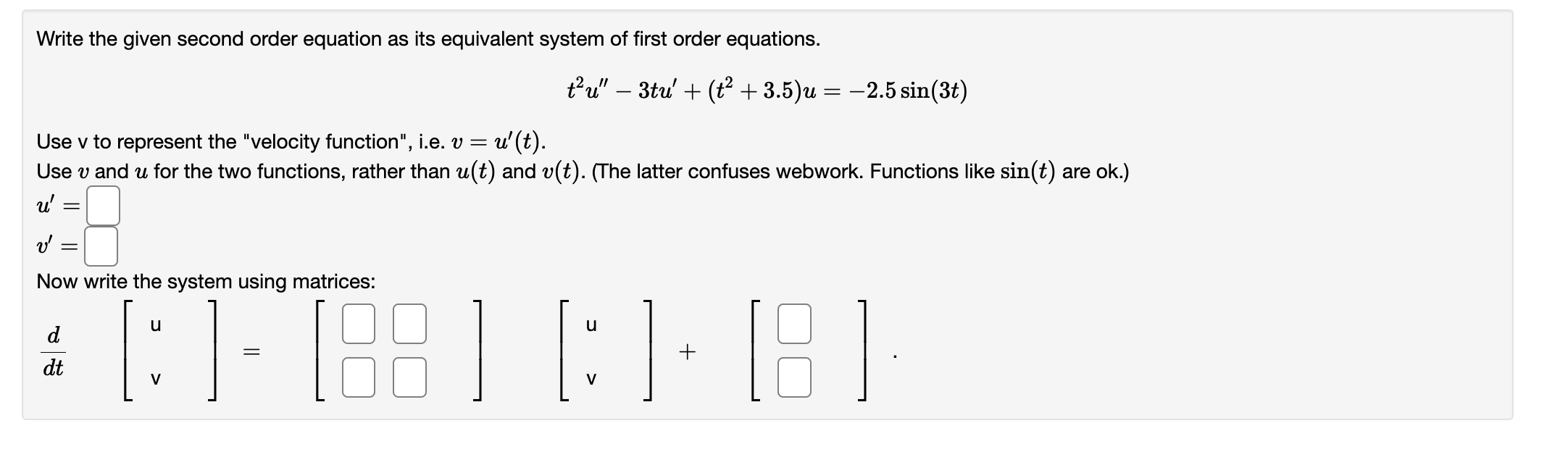 Solved Write The Given Second Order Equation As Its 9631