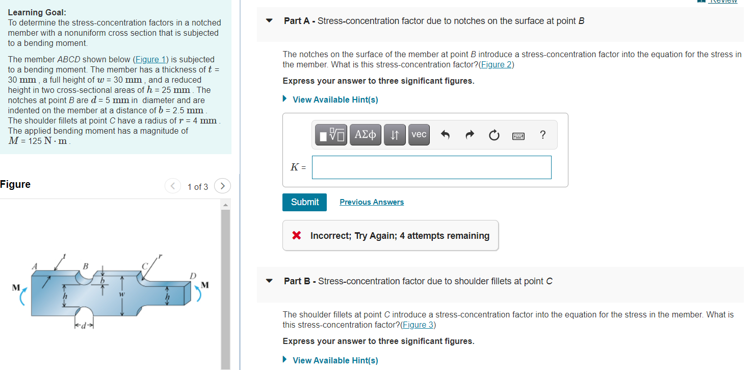Solved To determine the stress-concentration factors in a | Chegg.com