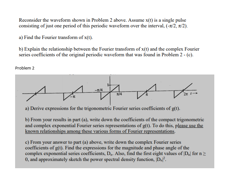 Solved Reconsider the waveform shown in Problem 2 above. | Chegg.com