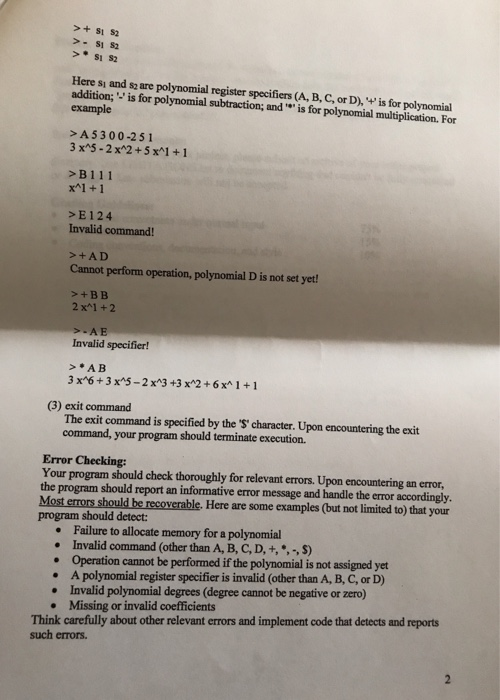 Solved c Polynomial operations Standard Header File | Chegg.com