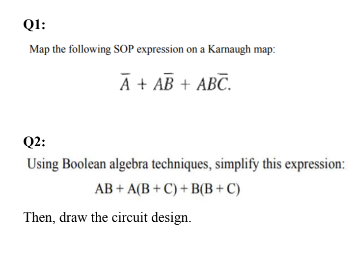 Solved Q1: Map the following SOP expression on a Karnaugh | Chegg.com