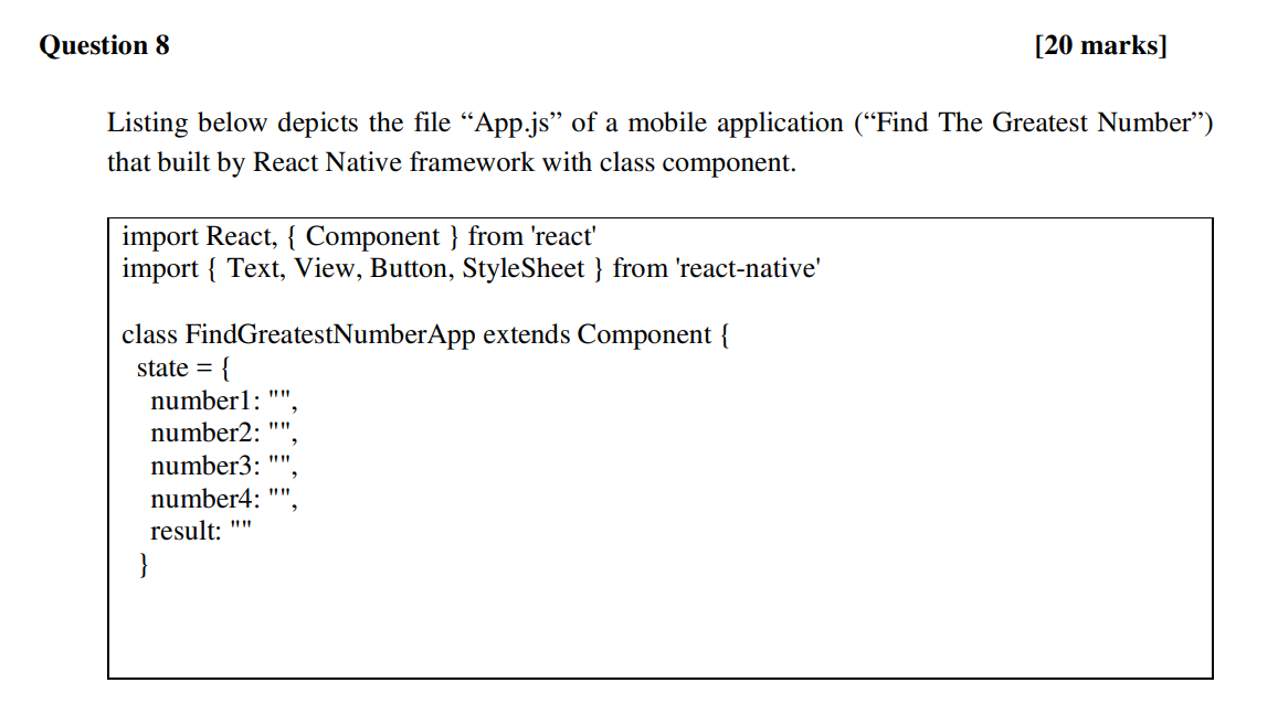 Solved Question 8 [20 marks] Listing below depicts the file | Chegg.com