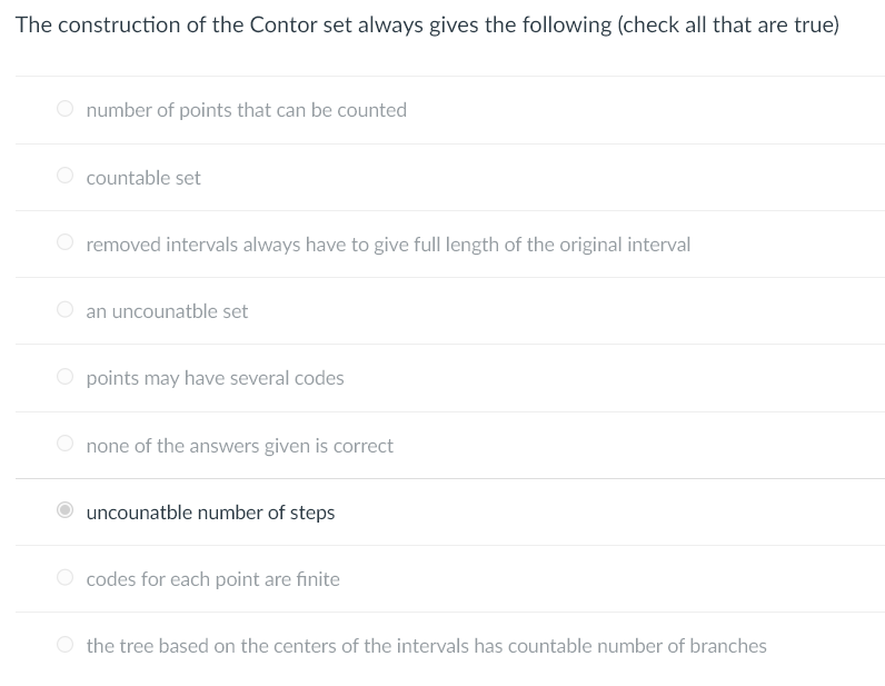 Solved The construction of the Contor set always gives the | Chegg.com