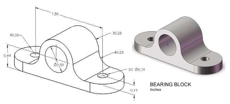 Solved 3D-Model the Bearing Block (Textbook P212 Problem | Chegg.com