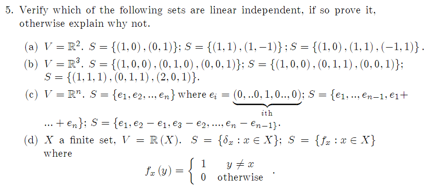 Solved Verify which of the following sets are linear | Chegg.com