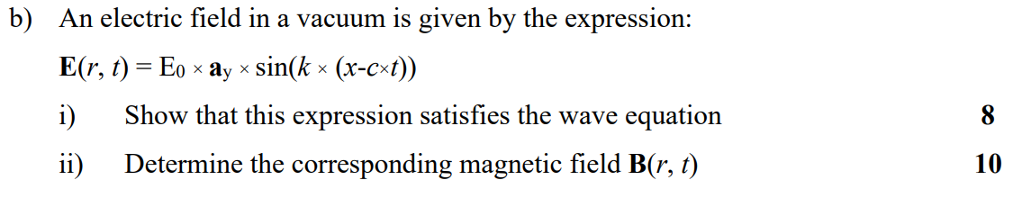 Solved An electric field in a vacuum is given by the | Chegg.com
