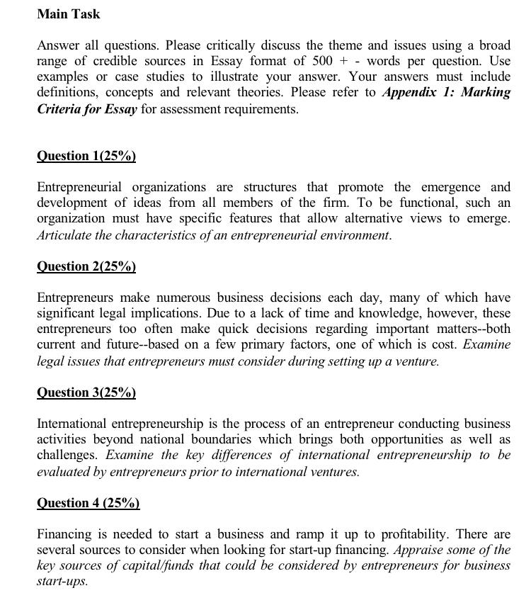 Solved Main Task Answer all questions. Please critically | Chegg.com