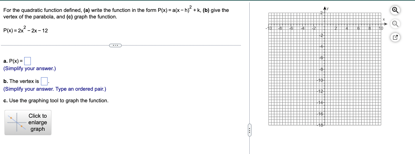 Solved For the quadratic function defined, (a) write the | Chegg.com