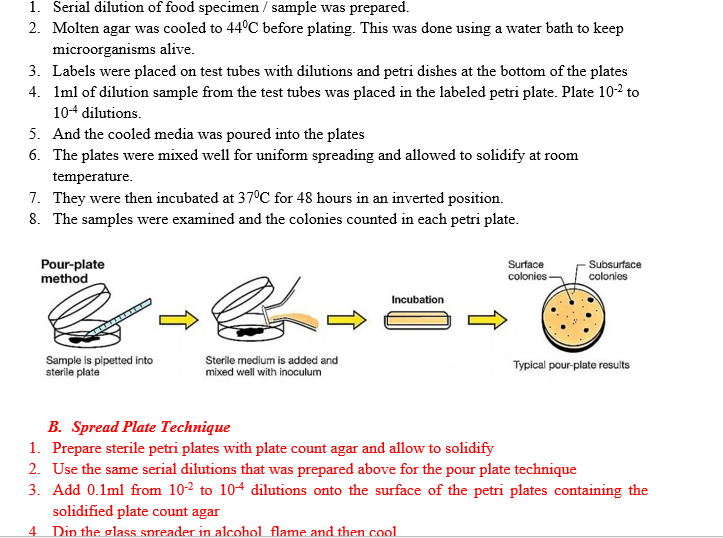 1. Serial dilution of food specimen / sample was | Chegg.com