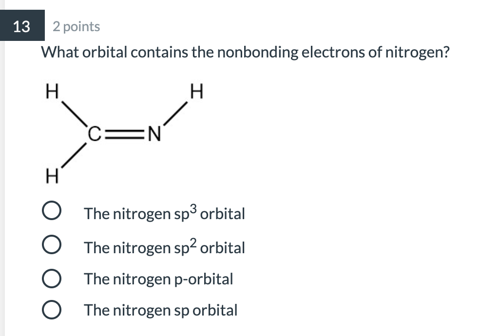 Solved 13 2 points What orbital contains the nonbonding | Chegg.com
