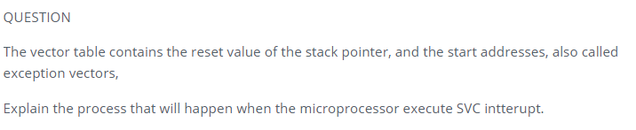Solved QUESTION The vector table contains the reset value of | Chegg.com