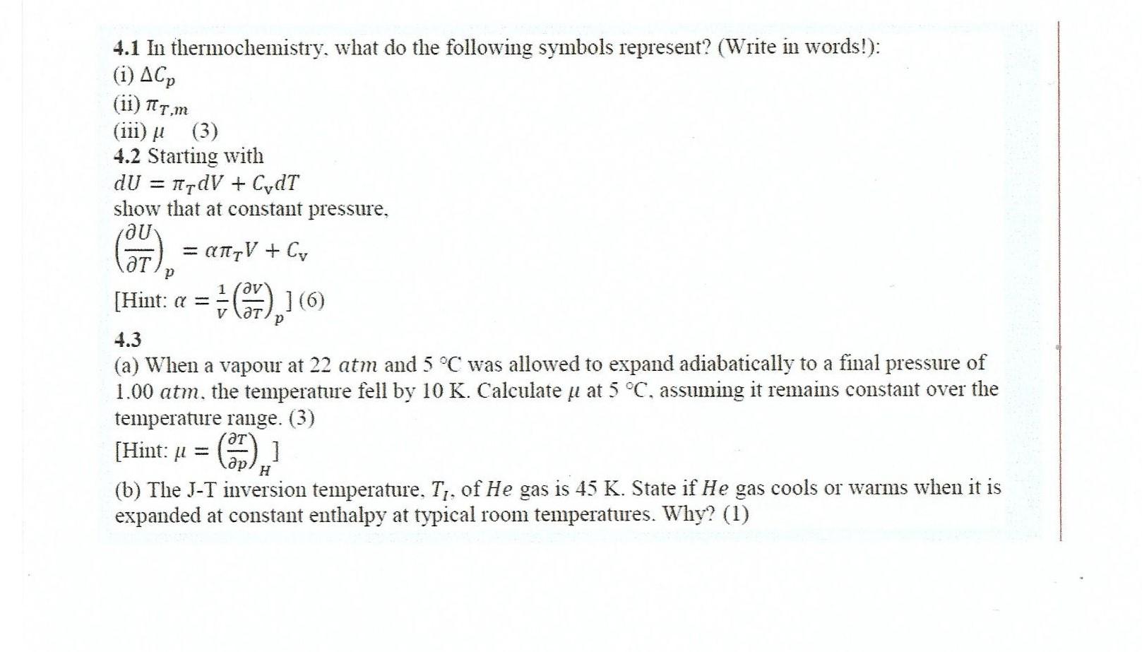 Solved 4.1 In thermochemistry, what do the following symbols | Chegg.com