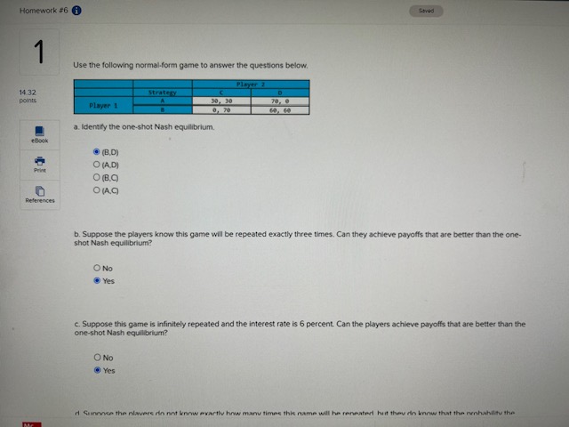 Solved Use the following normal.form game to answer the | Chegg.com