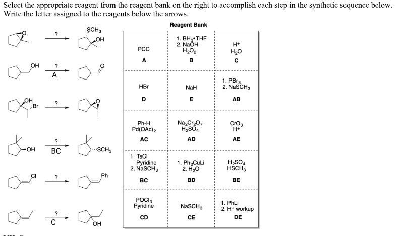 Solved Select the appropriate reagent from the reagent bank | Chegg.com