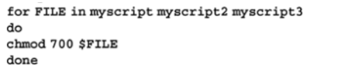 Solved for FILE in myscript myscript2 myscript 3 do chmod | Chegg.com