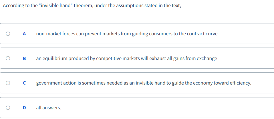 Solved According to the "invisible hand" theorem, under the | Chegg.com