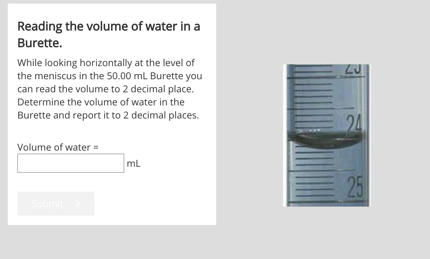 Solved 22 Reading a graduated cylinder While looking | Chegg.com