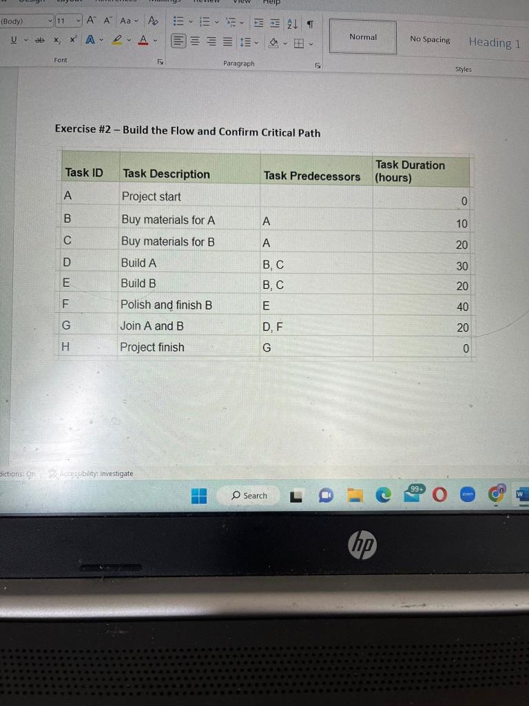 Solved Exercise \#2 - Build the Flow and Confirm Critical | Chegg.com