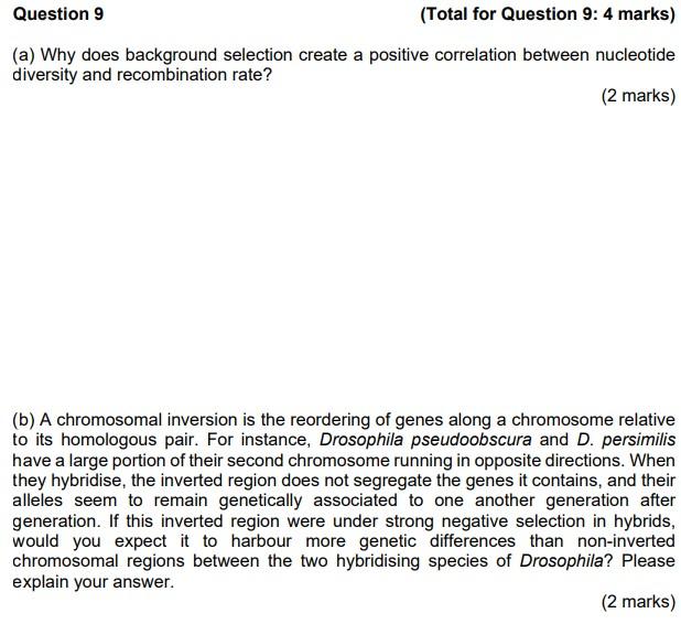 Solved (a) Why does background selection create a positive | Chegg.com