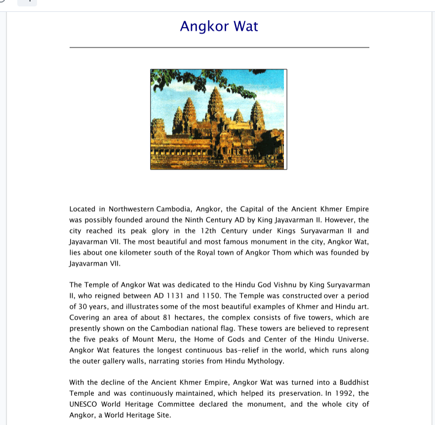 Take a look at the photograph for Angkor Wat and the | Chegg.com