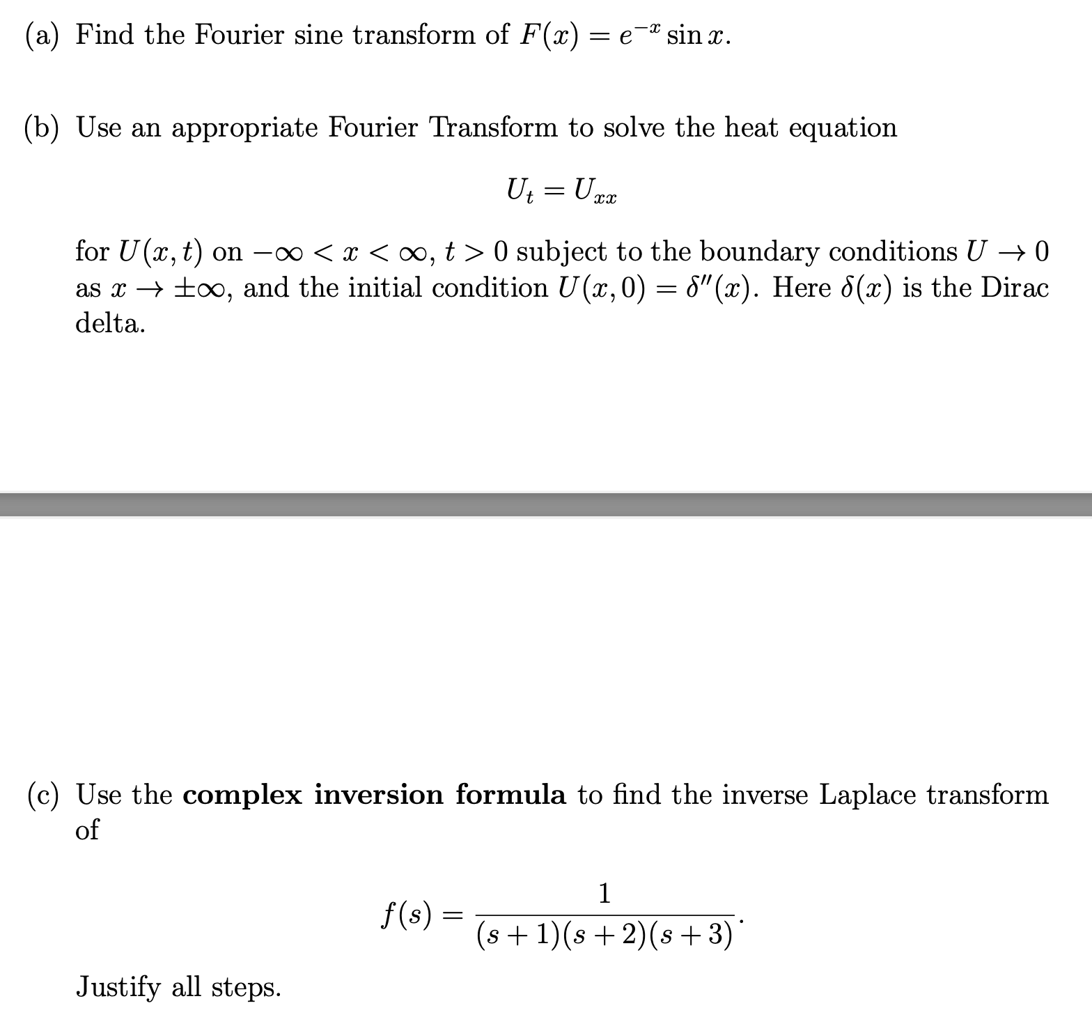 Solved A ﻿find The Fourier Sine Transform Of