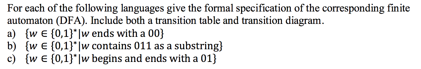 Solved For each of the following languages give the formal | Chegg.com