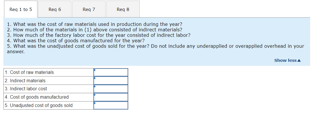 Solved 1. What was the cost of raw materials used in | Chegg.com