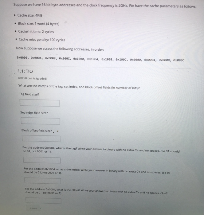 Solved Suppose we have 16 bit byte-addresses and the clock | Chegg.com