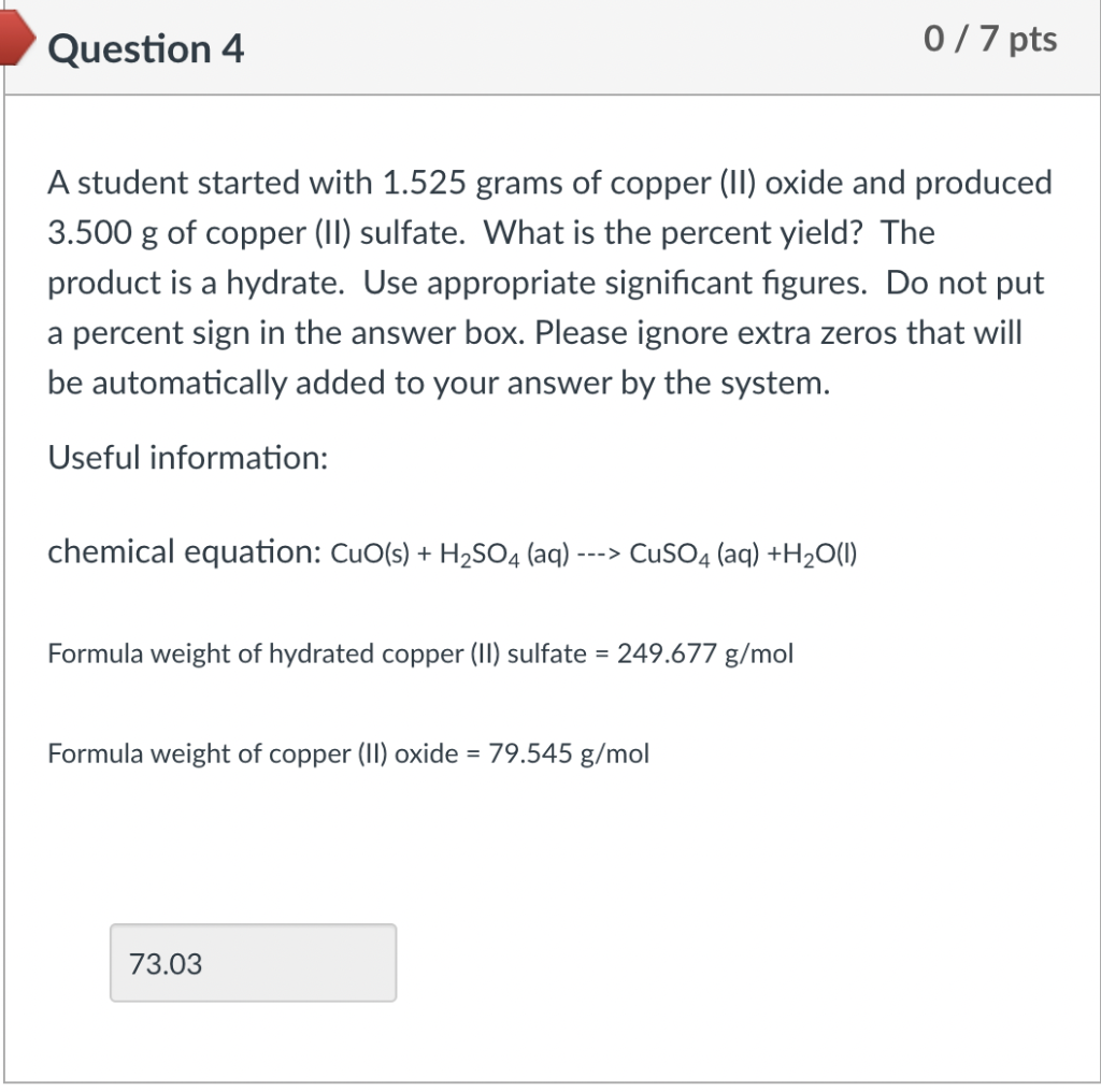 Solved A student started with 1.525 grams of copper (II) | Chegg.com