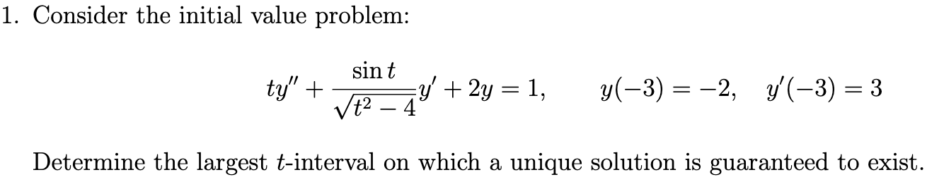 Solved 1. Consider the initial value problem: | Chegg.com