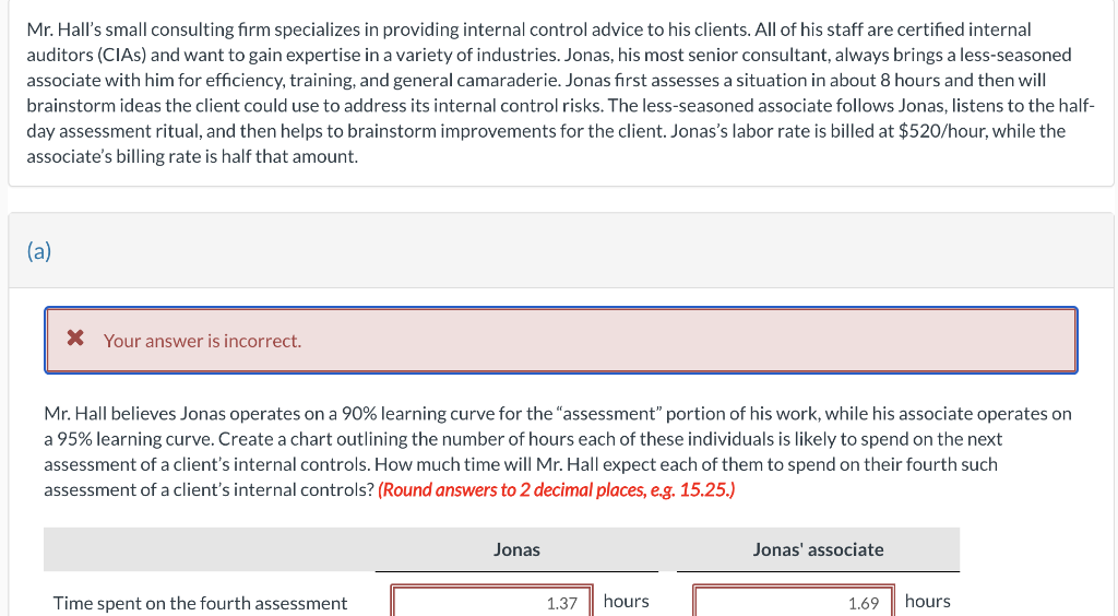 Solved Mr. Hall's small consulting firm specializes in | Chegg.com