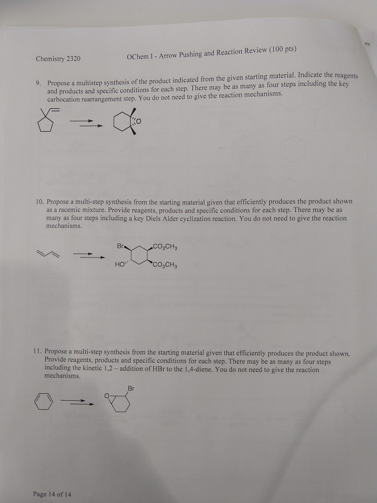 Solved Chemistry 2320 OChem I - Arrow Pushing and Reaction | Chegg.com